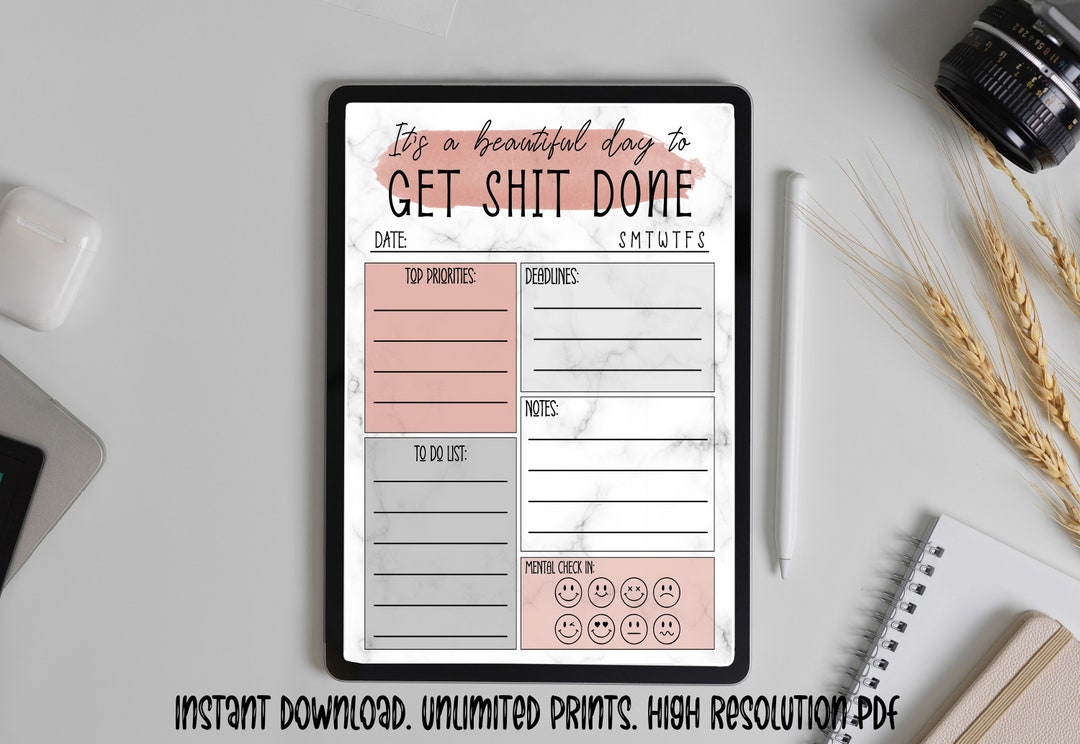 Daily Printable Journal, to Do List, Daily Planner Template, Digital ...