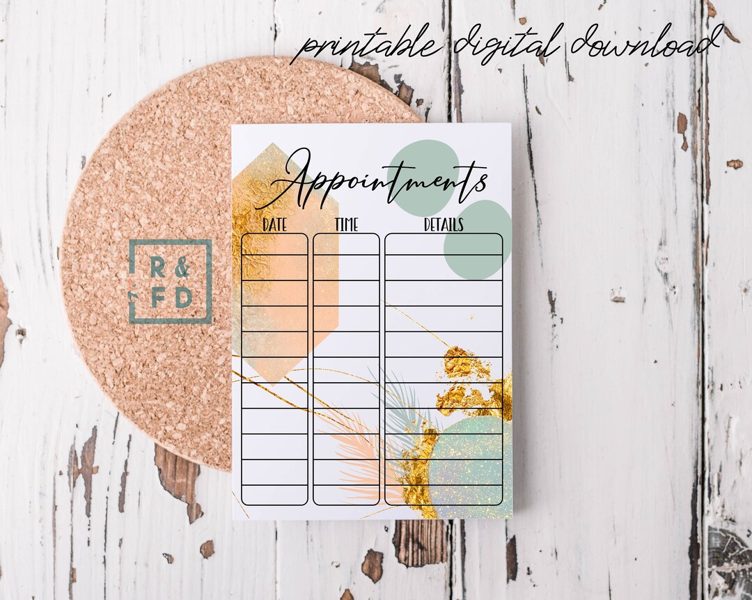 Appointment Tracker Log, Printable Journal, PDF Digital Download ...