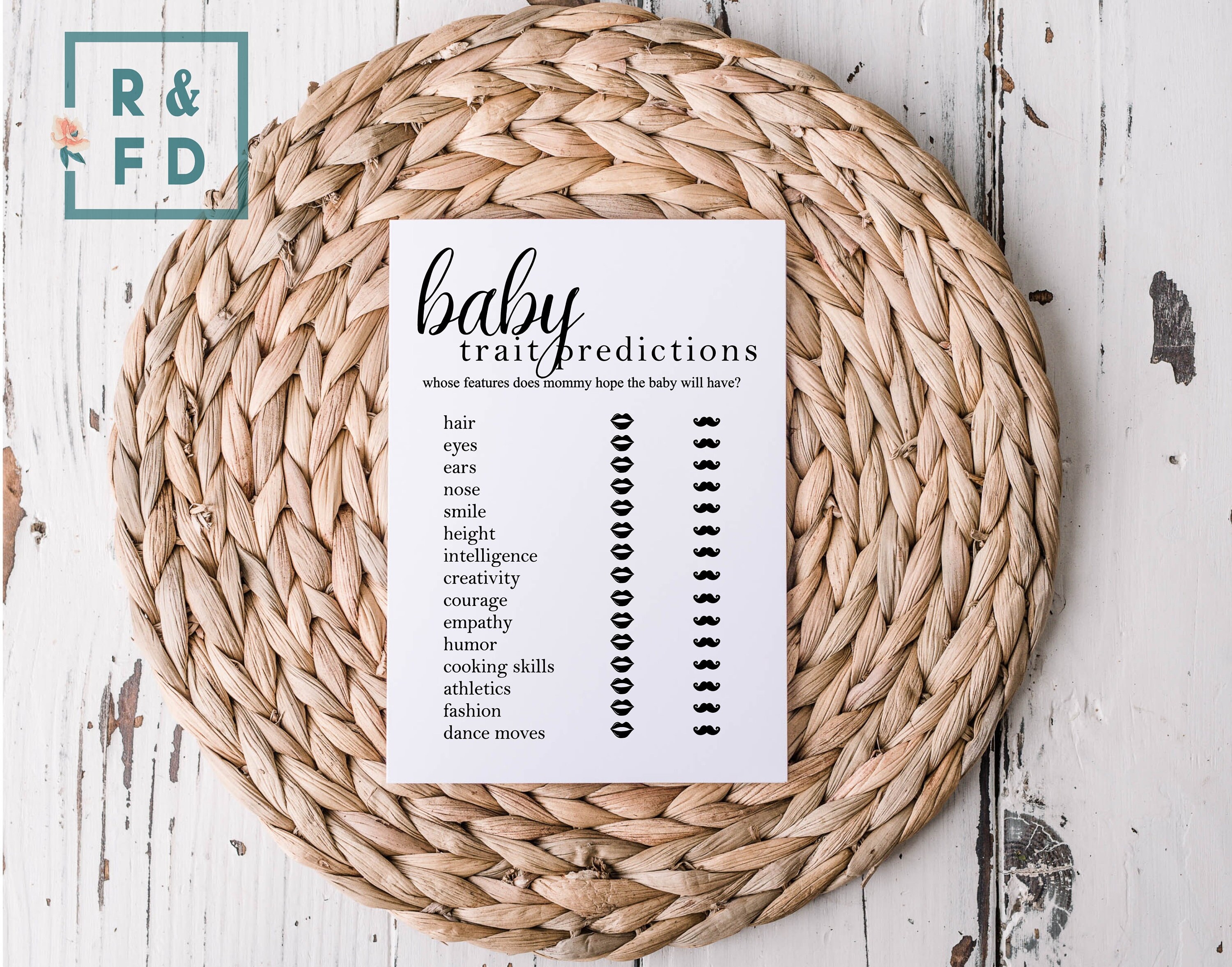 Baby Traits Game Baby Shower Game Printable PDF Digital - Etsy Canada