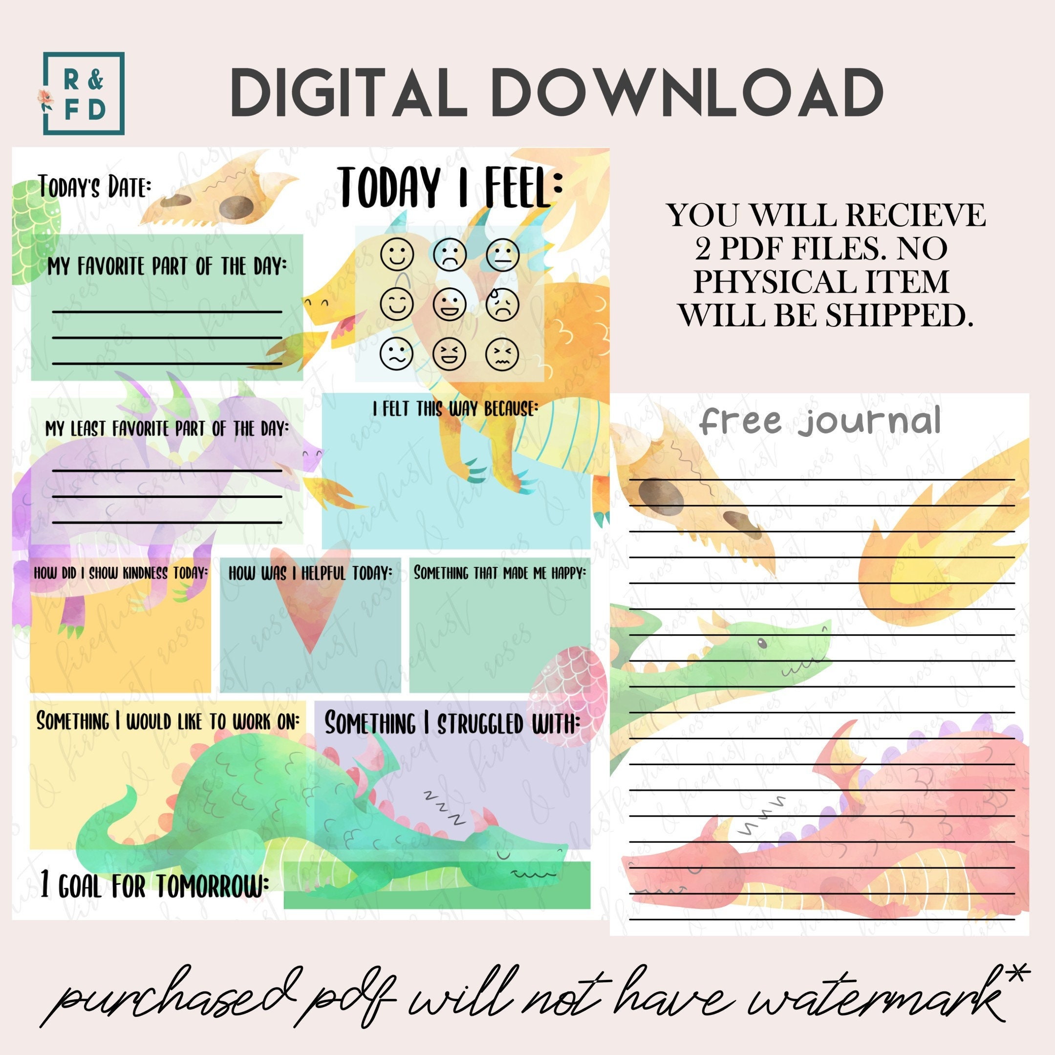 Kids Printable Journal, Kids Daily Journal, Kids Diary, Wellness, Kids ...