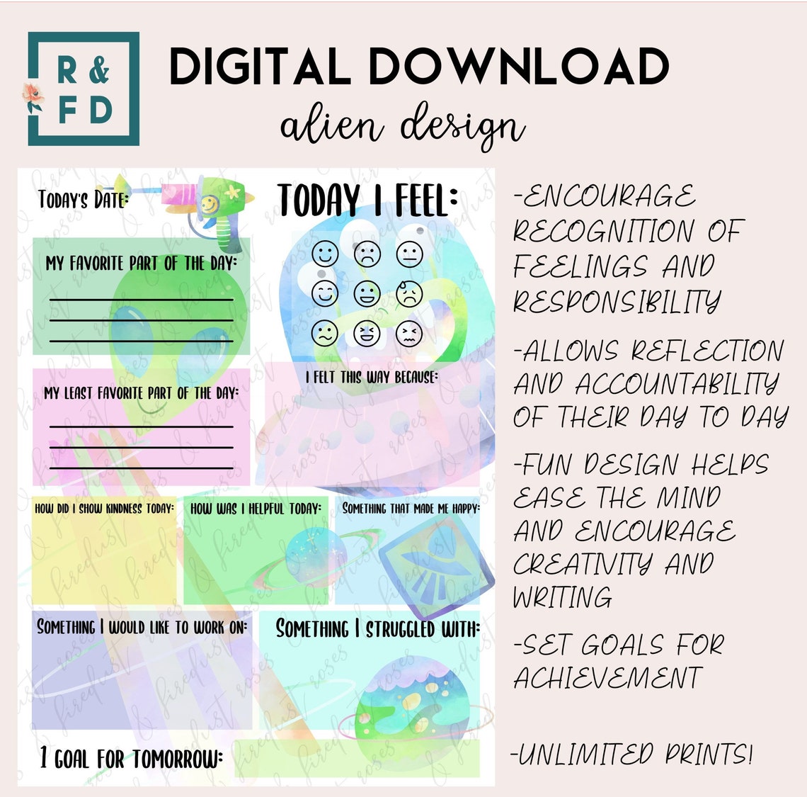 Kids Printable Journal, Kids Daily Journal, Kids Diary, Wellness, Kids ...