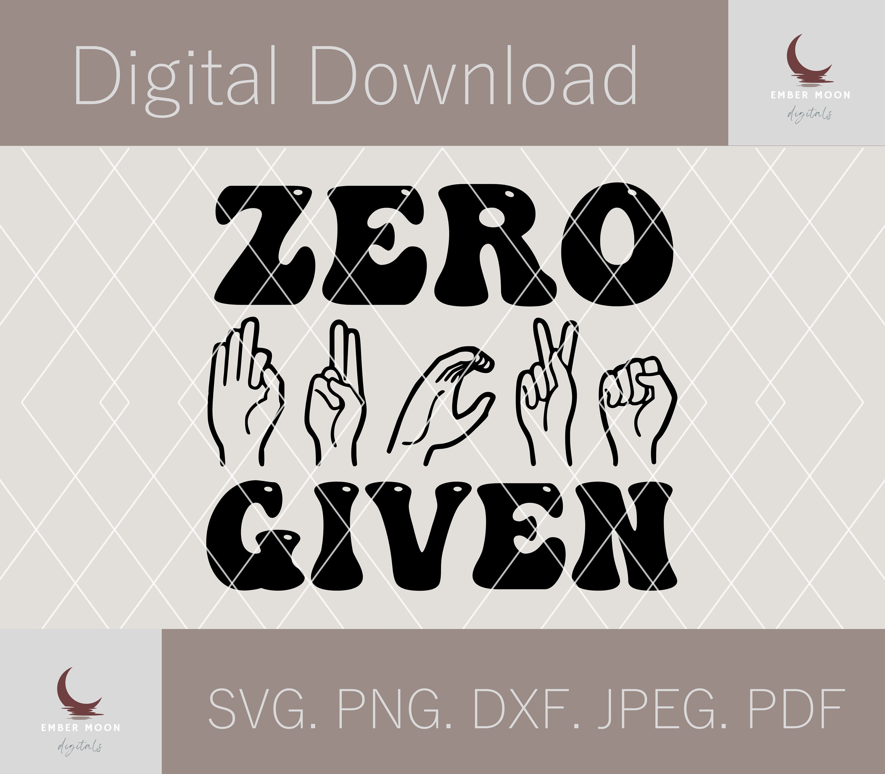 Zero Fucks Given Svg Digital Download, ASL, Sign Language Humor, Vulgar ...