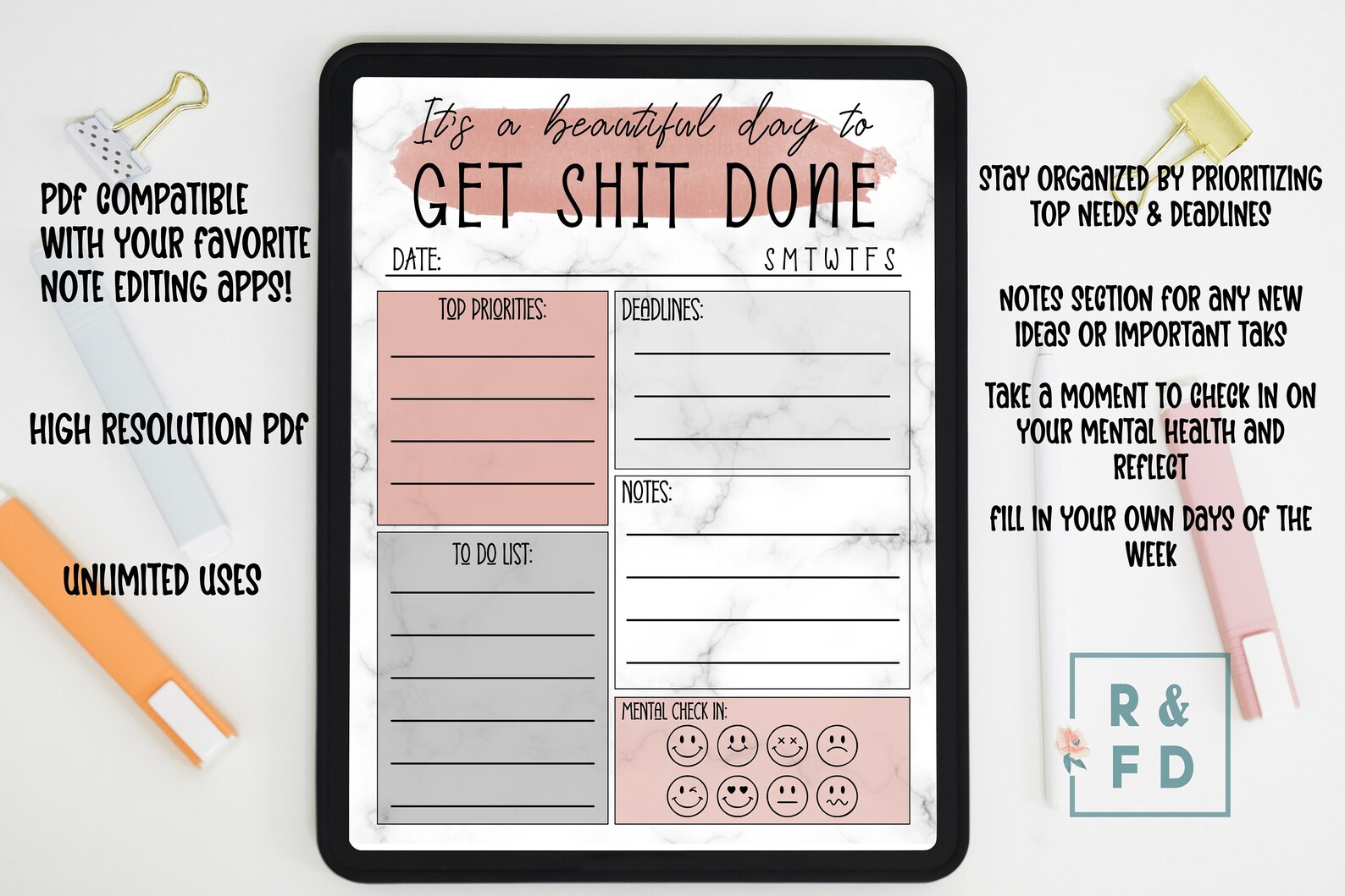 Daily Printable Journal, to Do List, Daily Planner Template, Digital ...