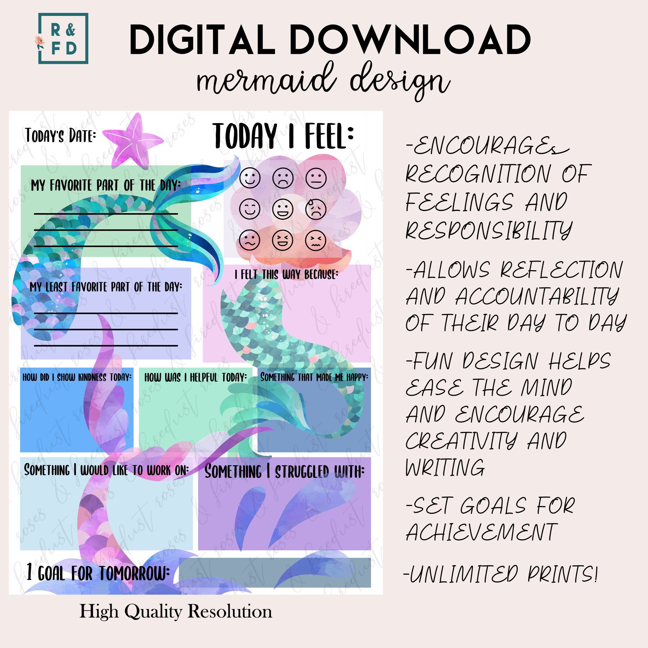 Kids Printable Journal, Kids Daily Journal, Kids Diary, Wellness ...