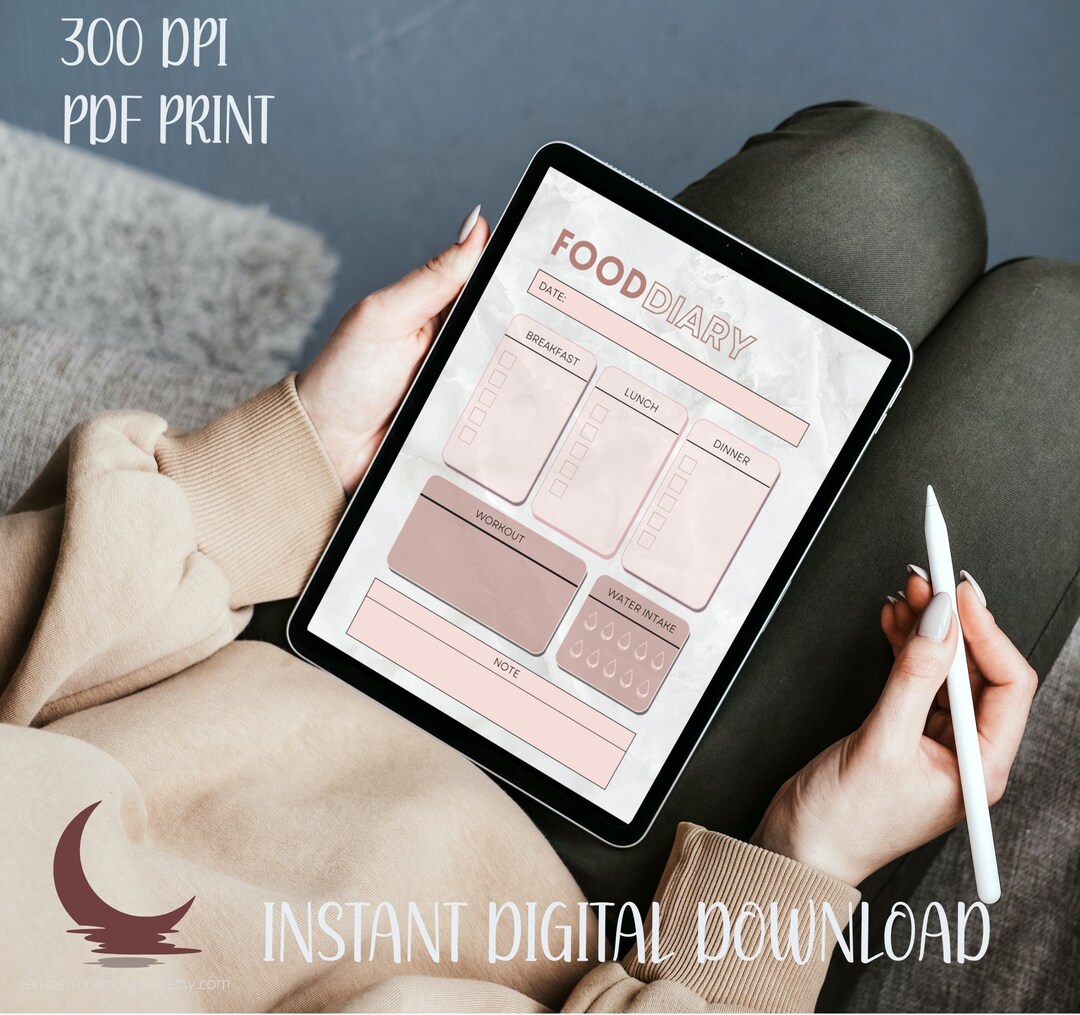 Printable Food Journal, Food Diary, PDF Journal, Digital Journal ...