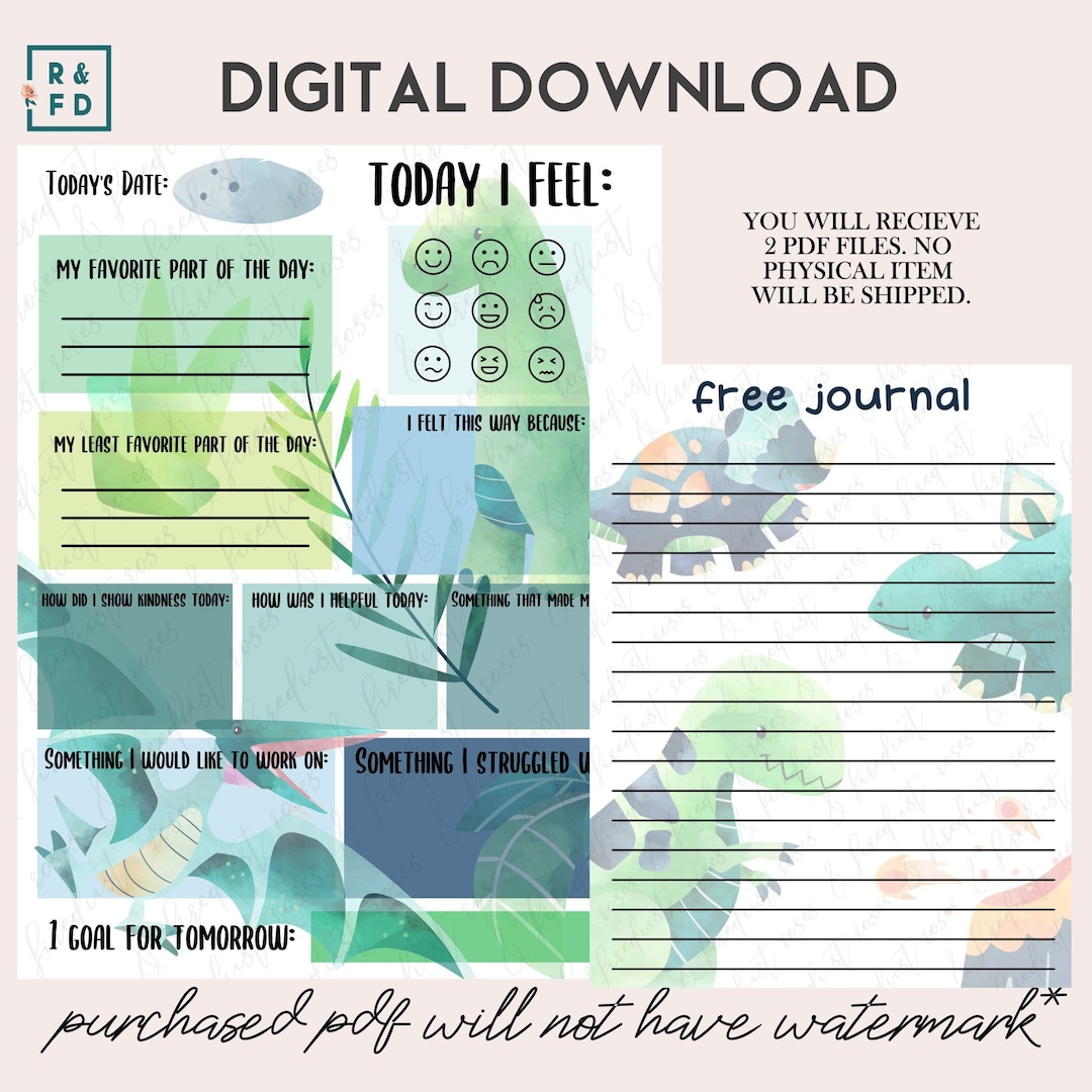 Kids Printable Journal, Kids Daily Journal, Kids Diary, Wellness, Kids ...