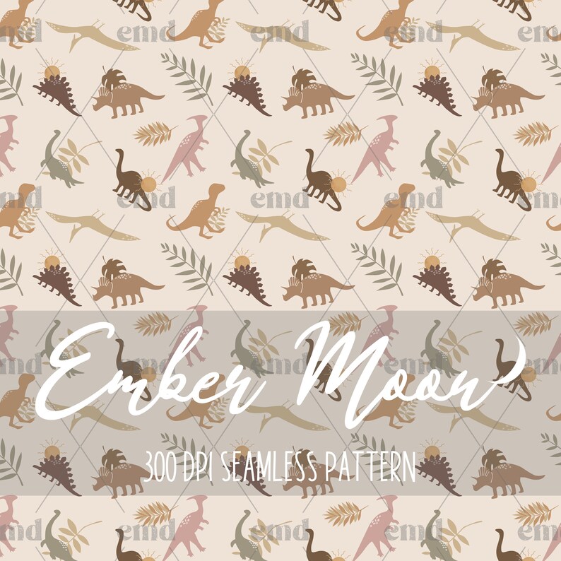 Boho Dinosaur Seamless Pattern Greenery Branches - Etsy