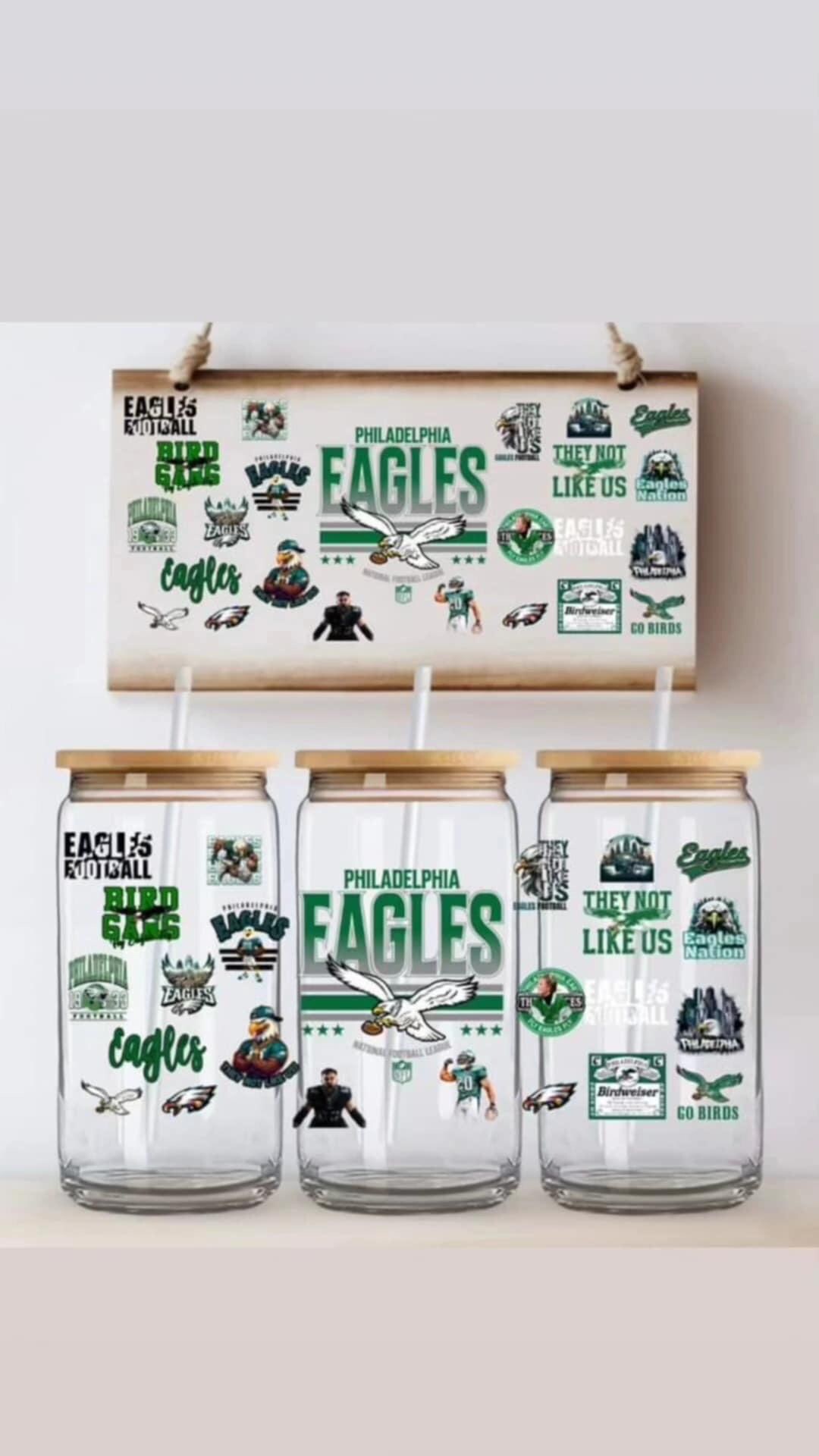 Eagle Tibby Glass Cup | 16oz Iced Coffee Cup | Philly Eagle Cup | Go ...