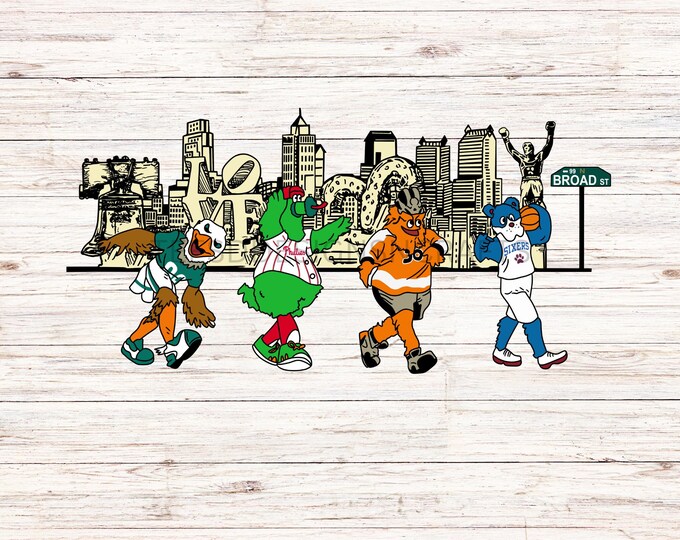 Five Philly Mascots Print (phanatic, Gritty, Swoop, Franklin, Phang) - Etsy