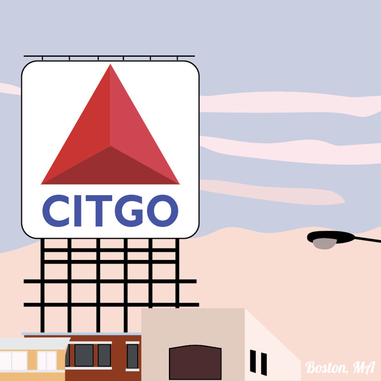 Boston CITGO Sign Sticker/postcard - Etsy