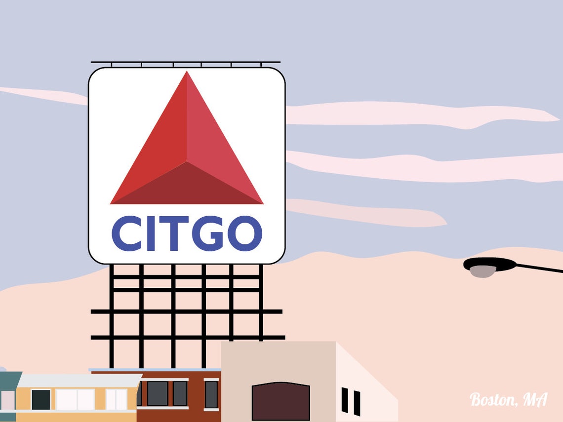 Boston CITGO Sign Sticker/postcard - Etsy
