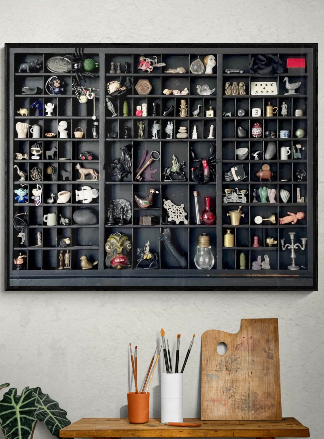 Shadowbox, Collection of Miniatures and Knick-knacks, Antique ...