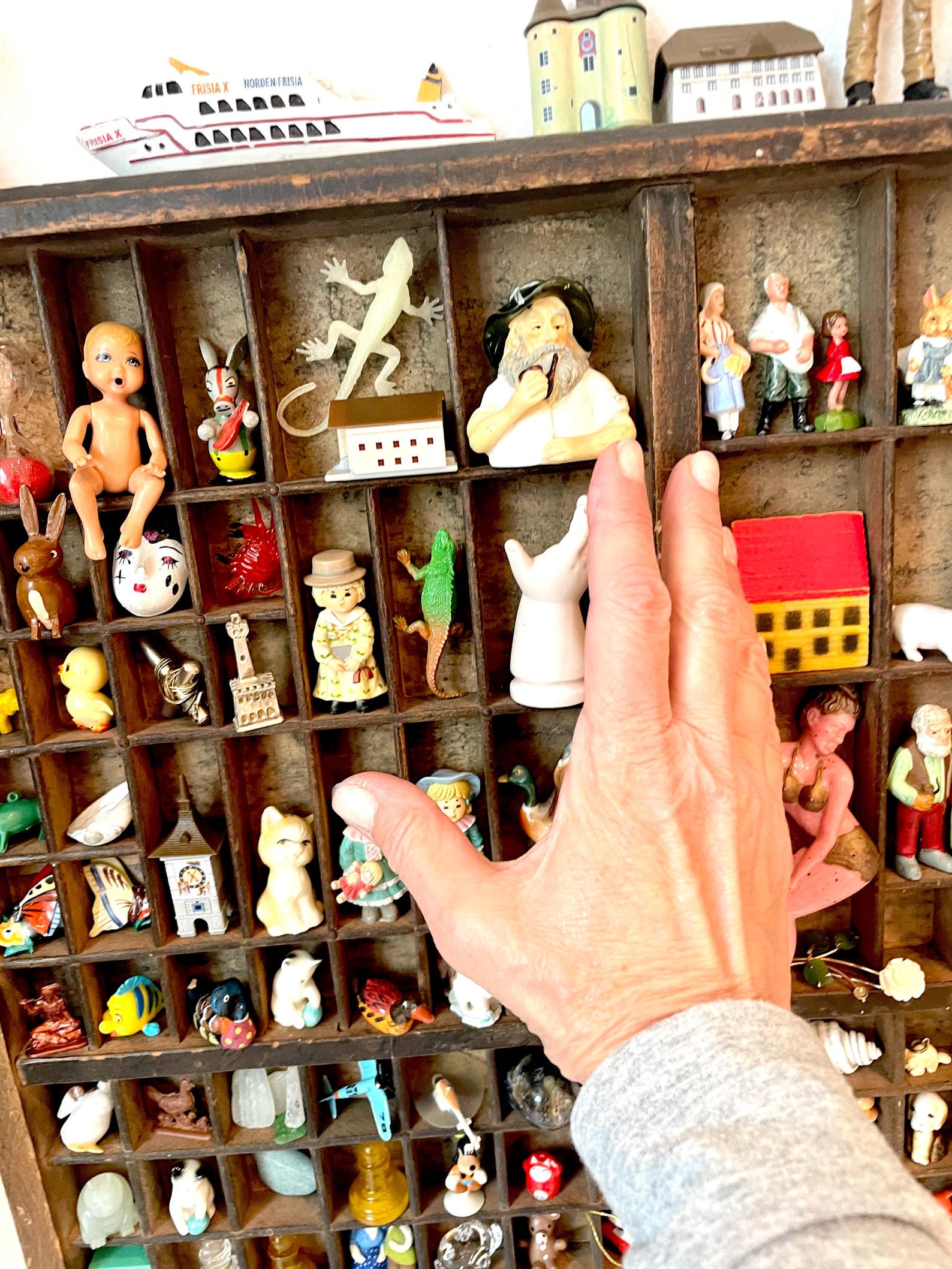 Shadowbox, Collection of Miniatures and Knick-knacks, Antique ...