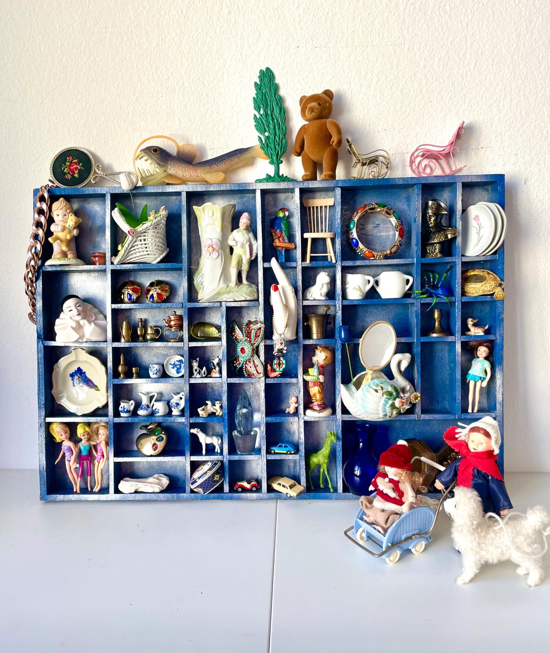 Shadowbox, Collection of Miniatures and Knick-knacks, Antique ...