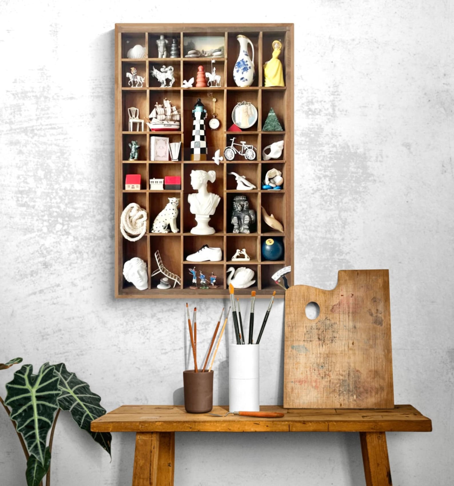 Shadowbox Concrete Effect Curiosities Shelf, Oddities Display, Wall ...