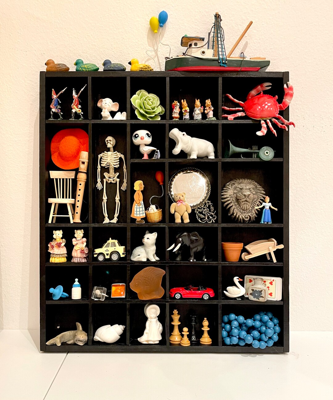 Shadowbox, Collection of Miniatures and Knick-knacks, Antique ...