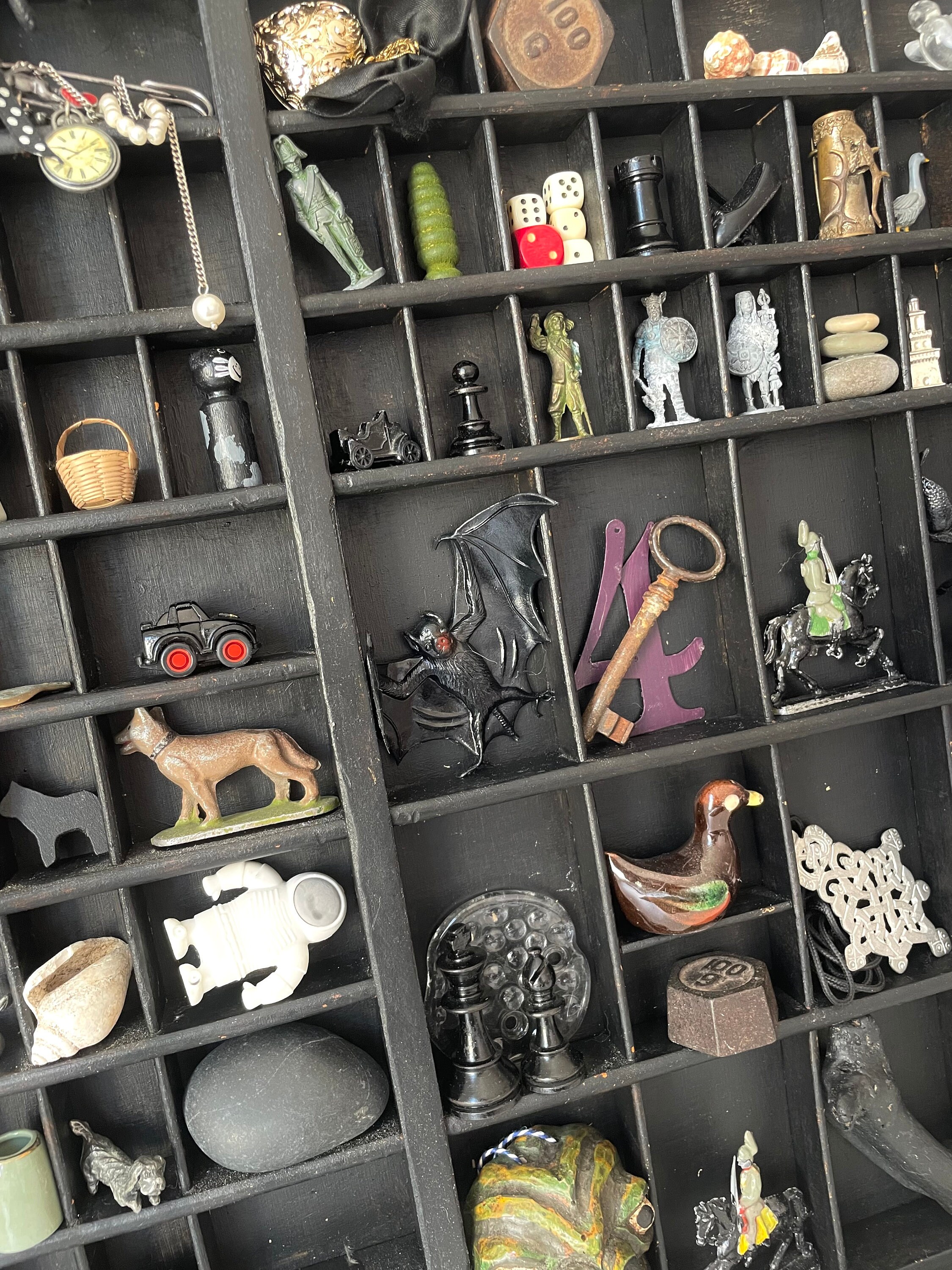 Shadowbox, Collection of Miniatures and Knick-knacks, Antique ...