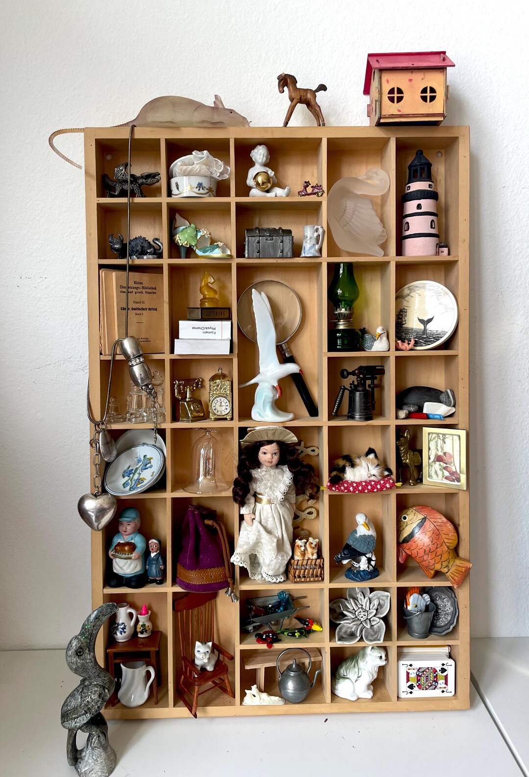 Printers Tray With Things, Shadowbox, Vintage Small Figurines, Trinkets ...