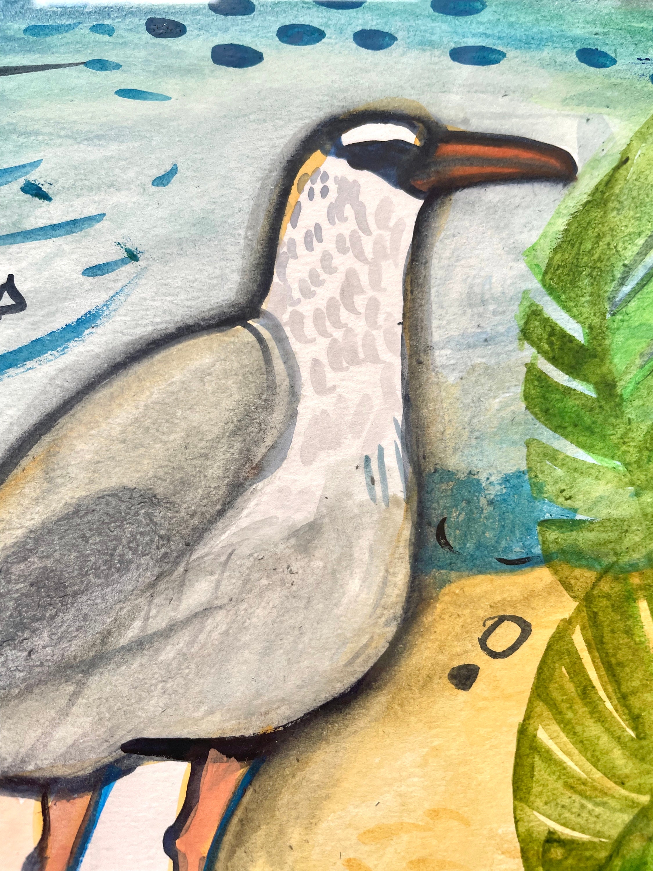 Watercolor Seascape, Seagulls Painting Original, Ligurian Sea ...