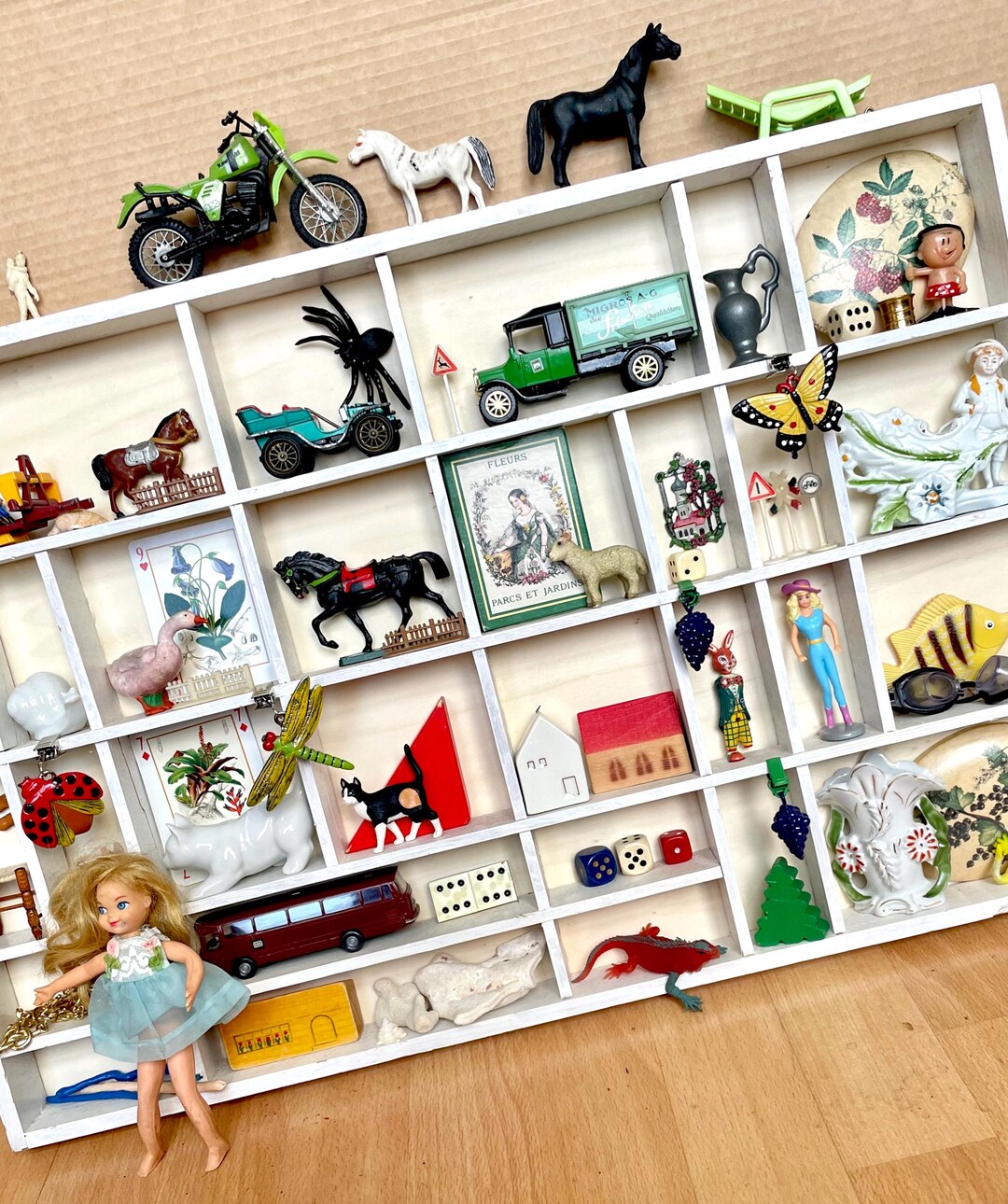 Shadowbox, Collection of Miniatures and Knick-knacks, Antique ...