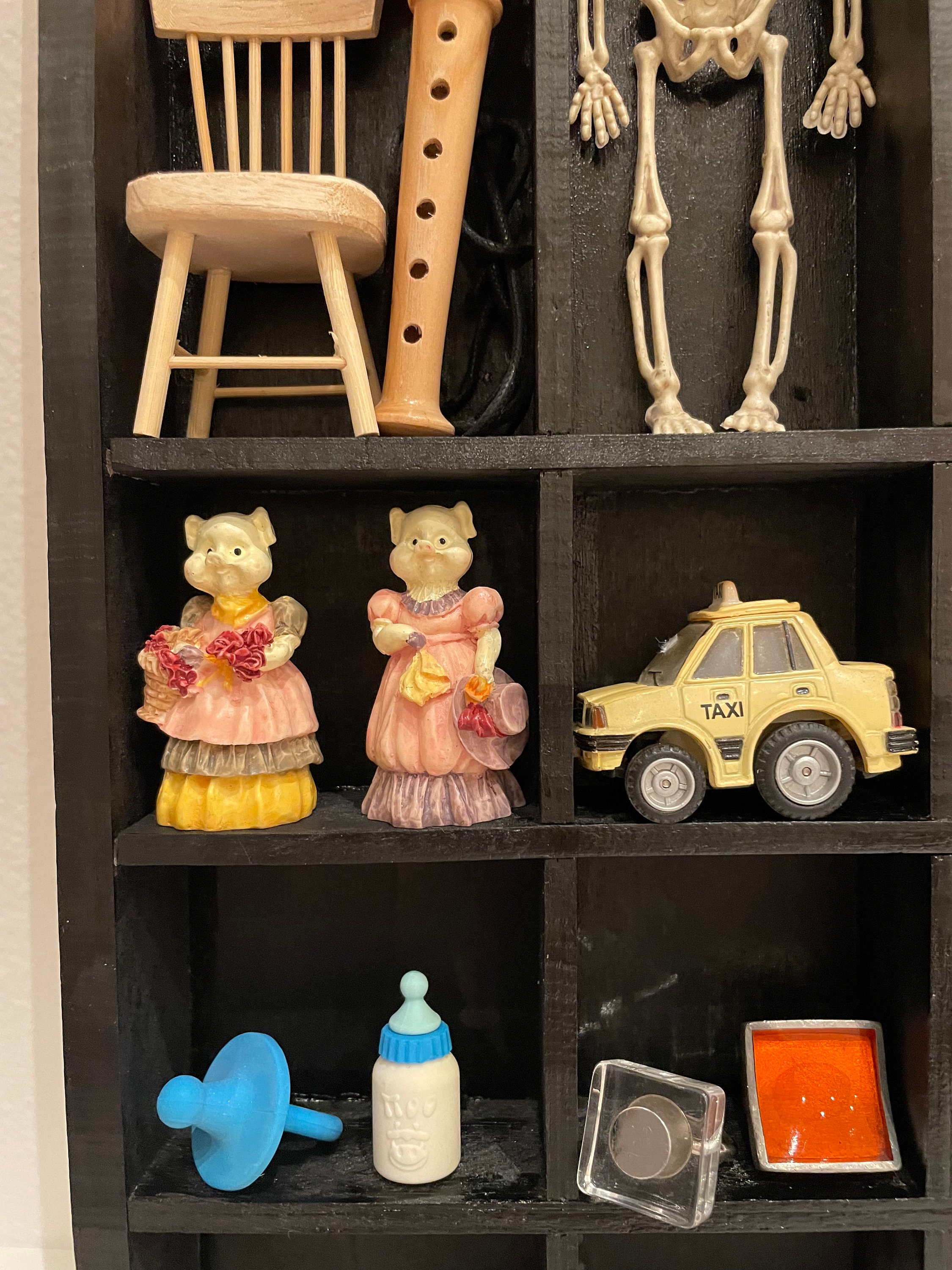 Shadowbox, Collection of Miniatures and Knick-knacks, Antique ...