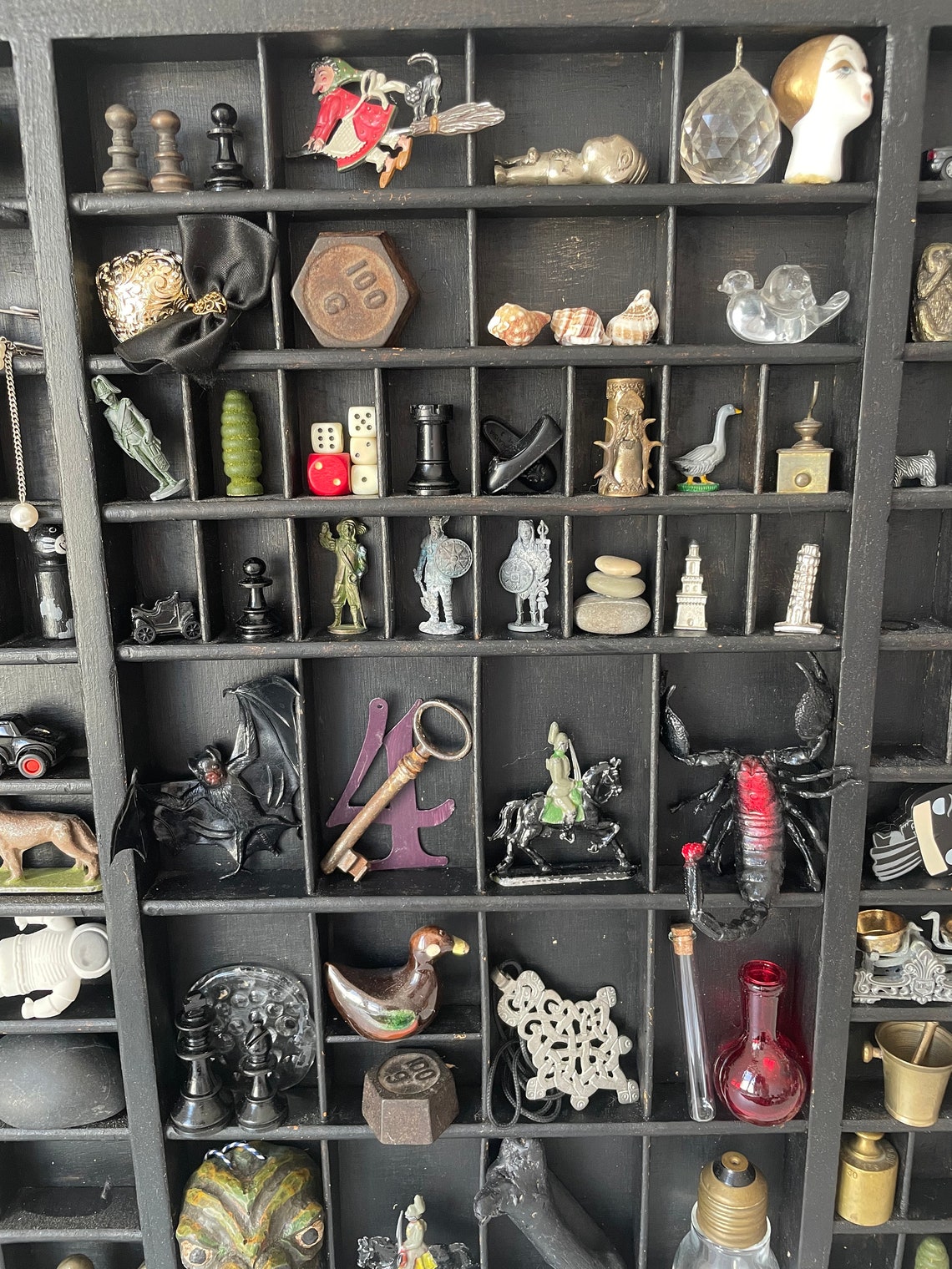 Shadowbox, Collection of Miniatures and Knick-knacks, Antique ...