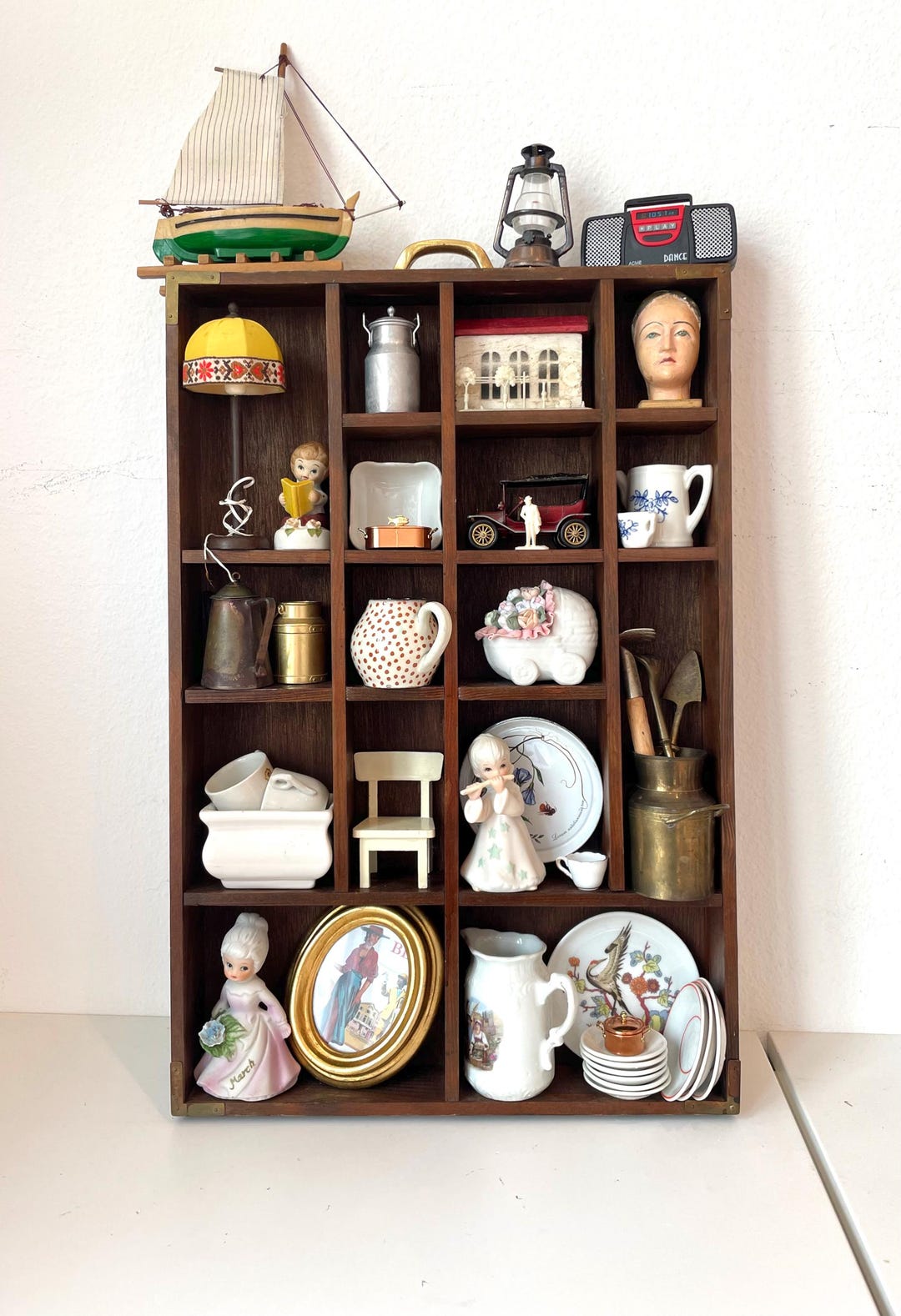 Shadow Box, Collection of Miniatures and Knick-knacks, Antique ...