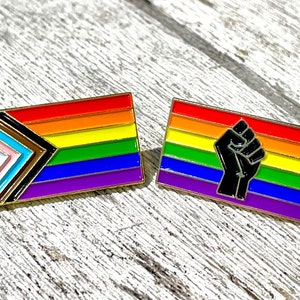 Progress Pride Flag Pin Set: Stronger Together Enamel Lapel Pins ...