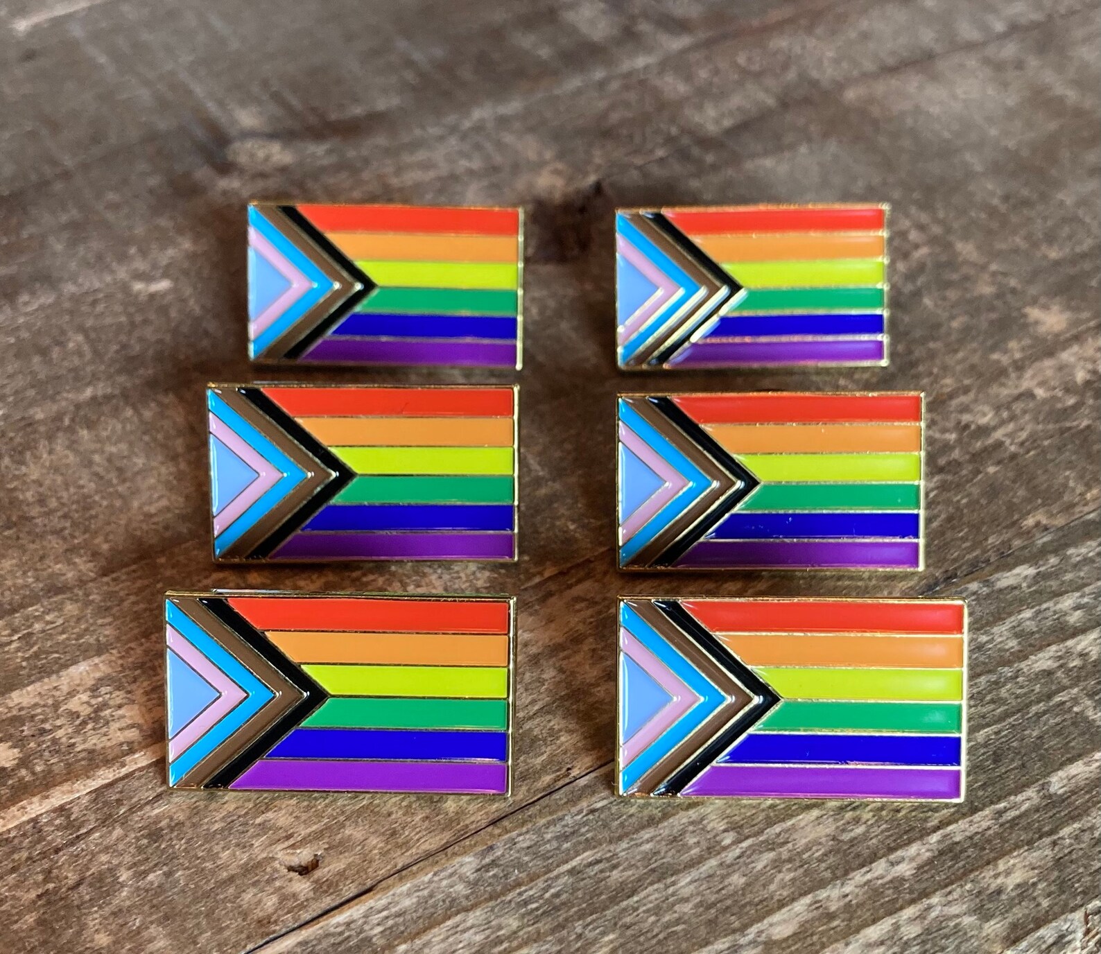 Progress Pride Flag Set of 6 1 Enamel Lapel Pins Badge LGBT LGBTQ ...