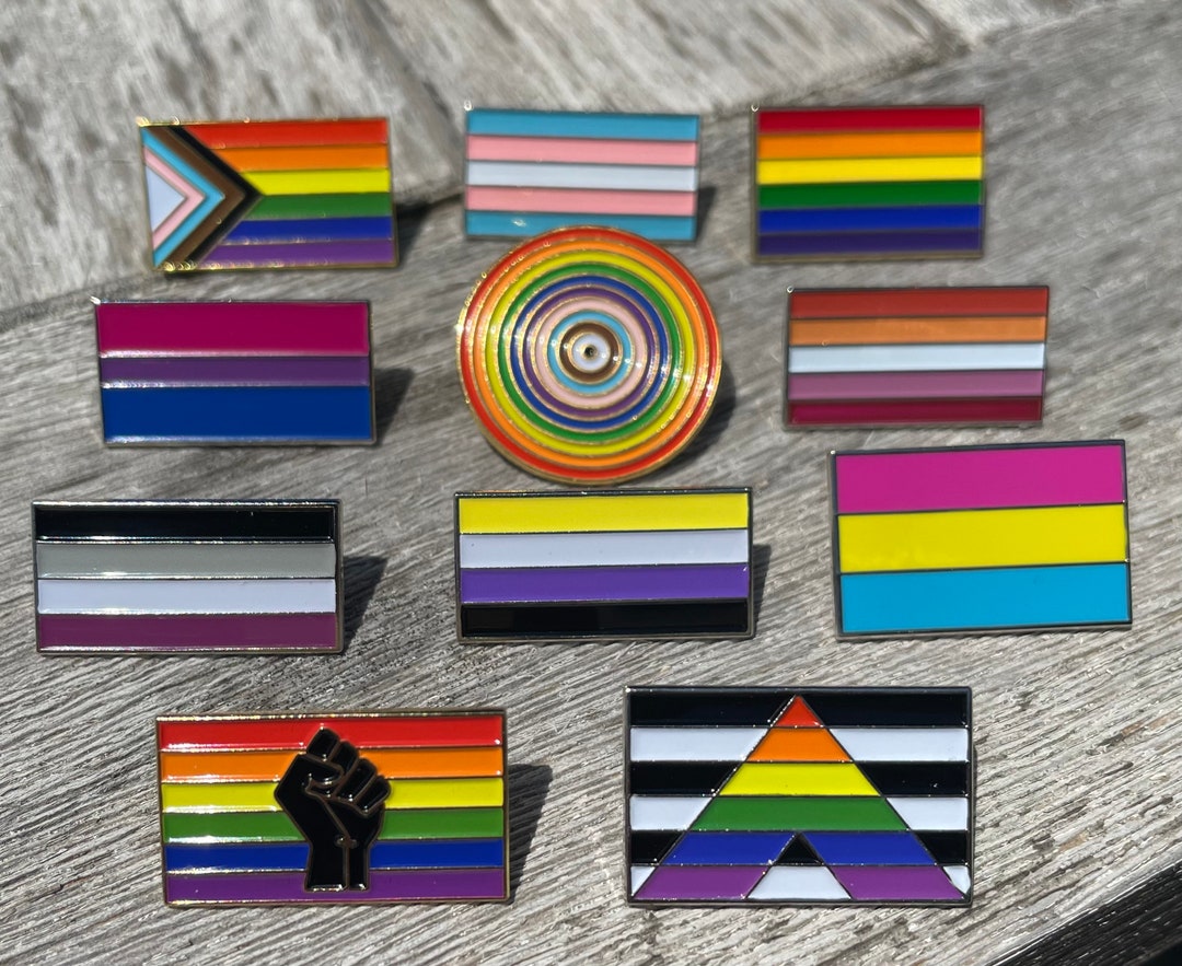 Gay Pride Rainbow Flag 1" Enamel Lapel Pin Badge LGBTQ Progress ...
