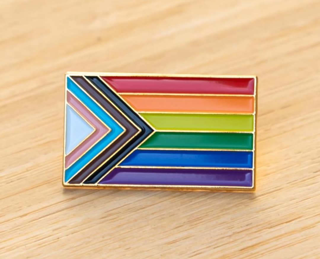 Progress Pride Rainbow Flag 1" Enamel Lapel Pin Badge Gay LGBTQ LGBT ...