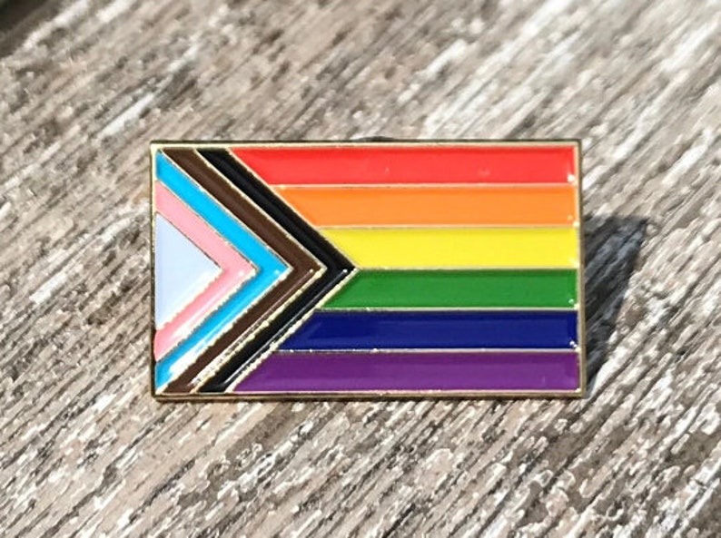 Progress Pride Flag Pin Set: Stronger Together Enamel Lapel Pins ...