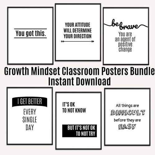 6 Positive Growth Mindset Classroom Printable Posters Bundle - Etsy