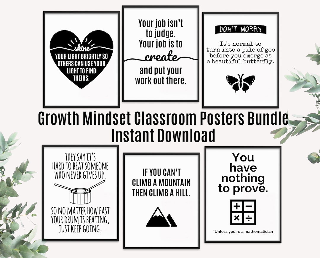 6 Growth Mindset Classroom Printable Posters Bundle 5, Classroom Decor ...