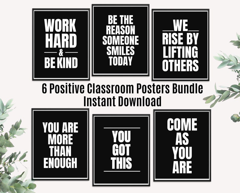 6 Positive Growth Mindset Classroom Printable Posters Bundle, Classroom ...