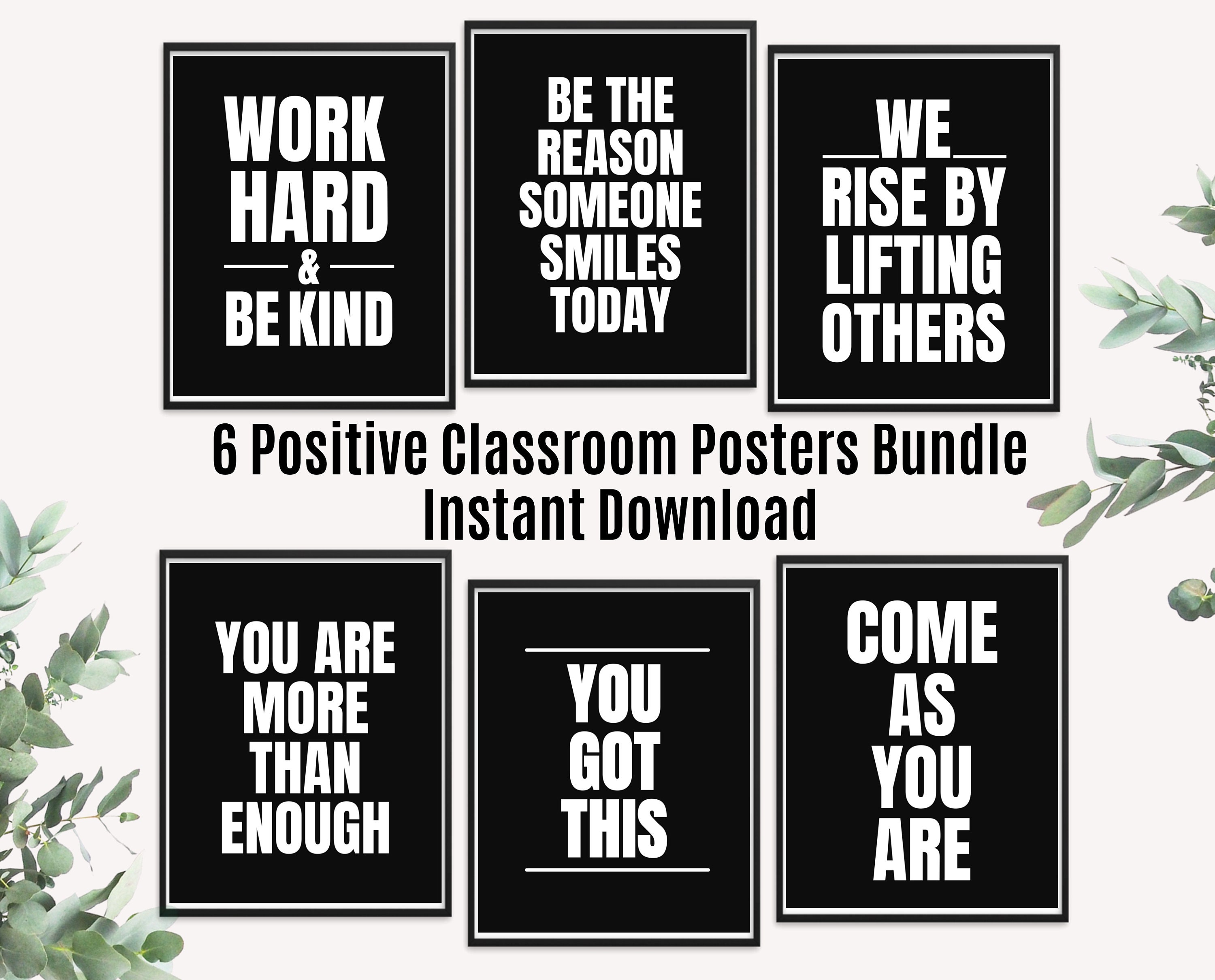 6 Positive Growth Mindset Classroom Printable Posters Bundle, Classroom ...
