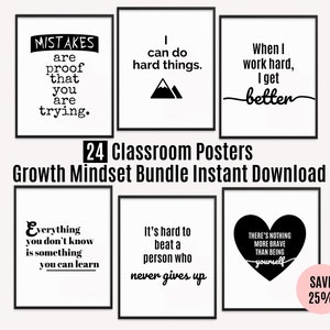 24 Growth Mindset Classroom Printable Posters, Poster Bundle, Classroom ...
