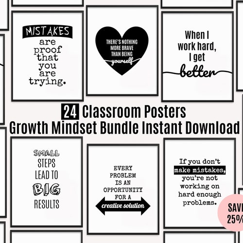 6 Growth Mindset Classroom Printable Posters Bundle 2 - Etsy