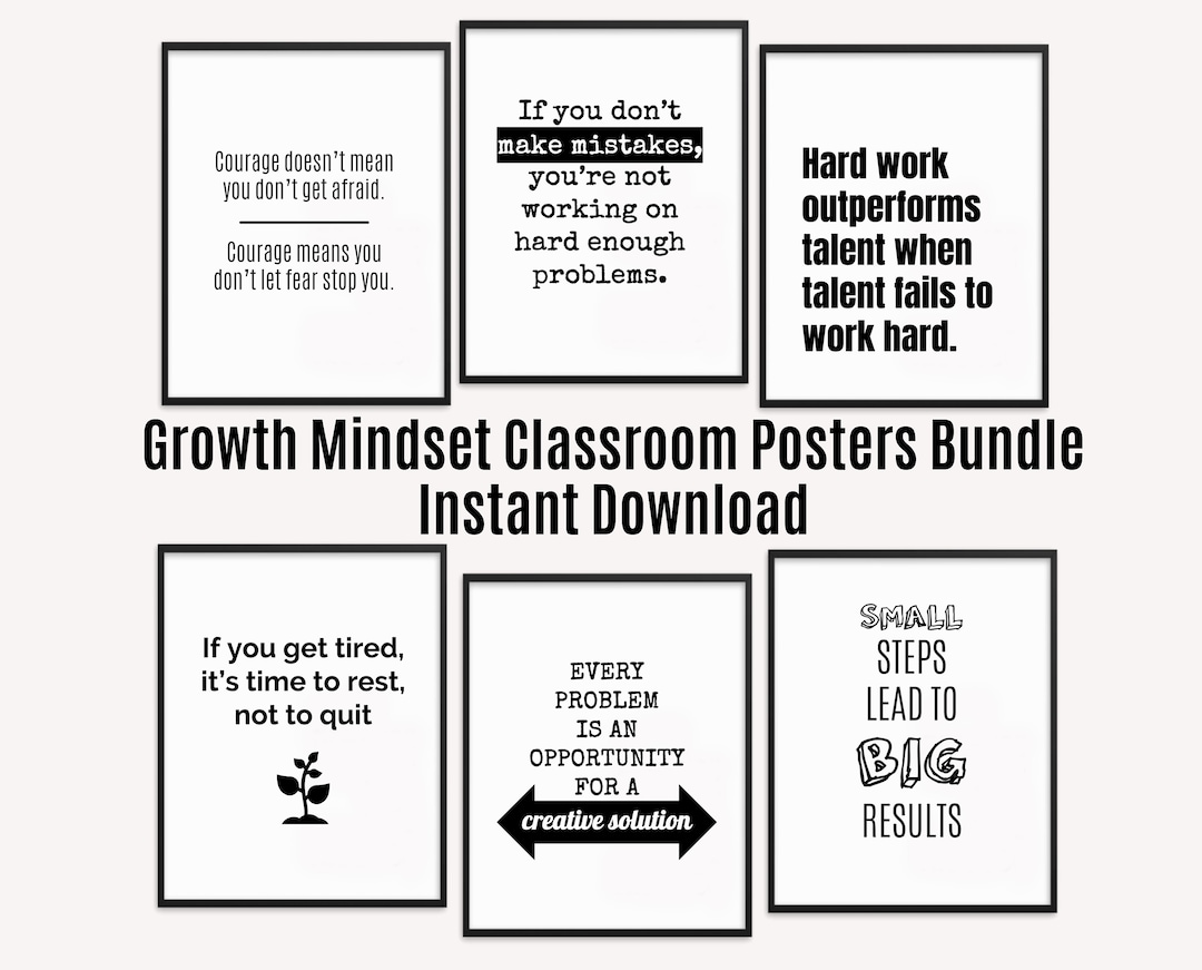 6 Growth Mindset Classroom Printable Posters Bundle 4, Classroom Decor ...