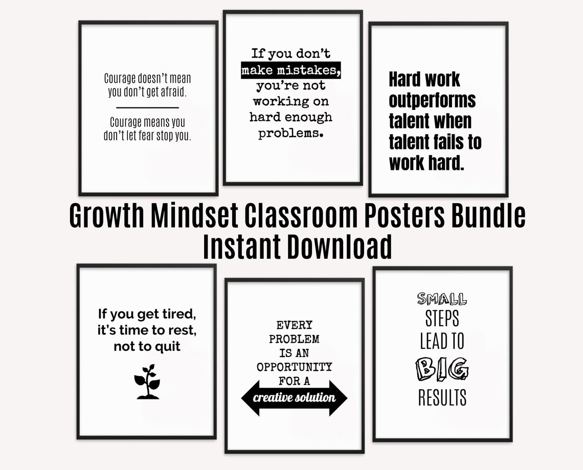 6 Growth Mindset Classroom Printable Posters Bundle 4, Classroom Decor ...