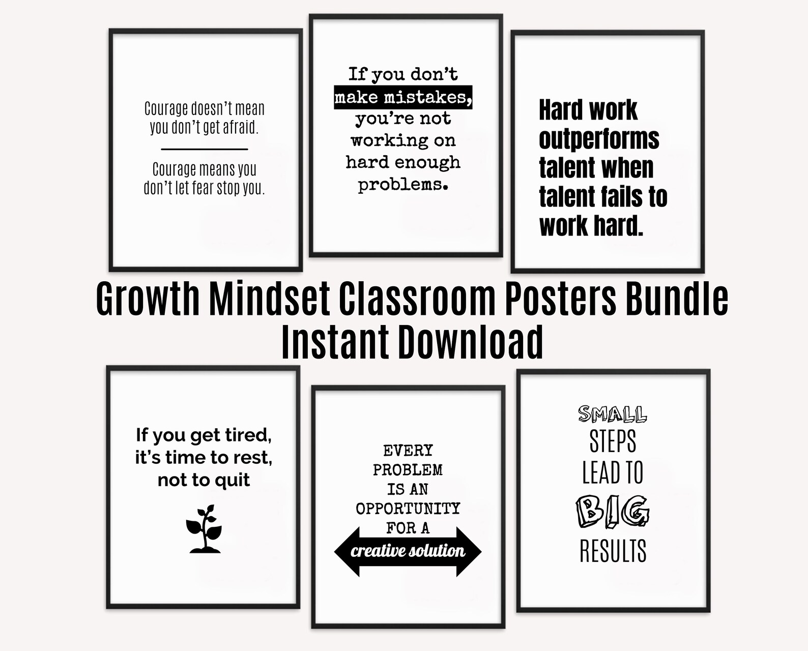 6 Growth Mindset Classroom Printable Posters Bundle 4, Classroom Decor ...