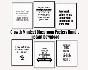 6 Positive Growth Mindset Classroom Printable Posters Bundle | Etsy
