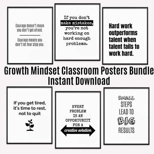 6 Positive Growth Mindset Classroom Printable Posters Bundle - Etsy