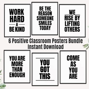 6 Positive Growth Mindset Classroom Printable Posters Bundle, Classroom ...