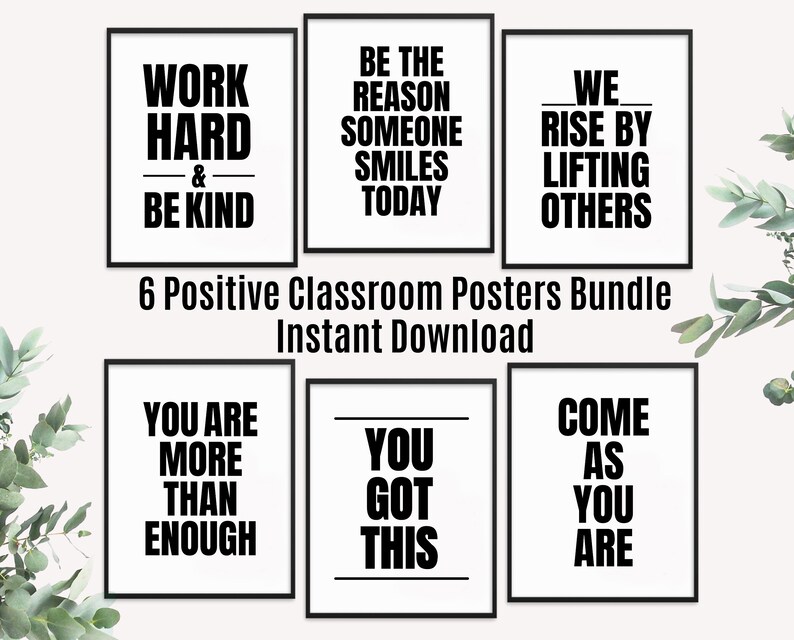 6 Positive Growth Mindset Classroom Printable Posters Bundle, Classroom ...