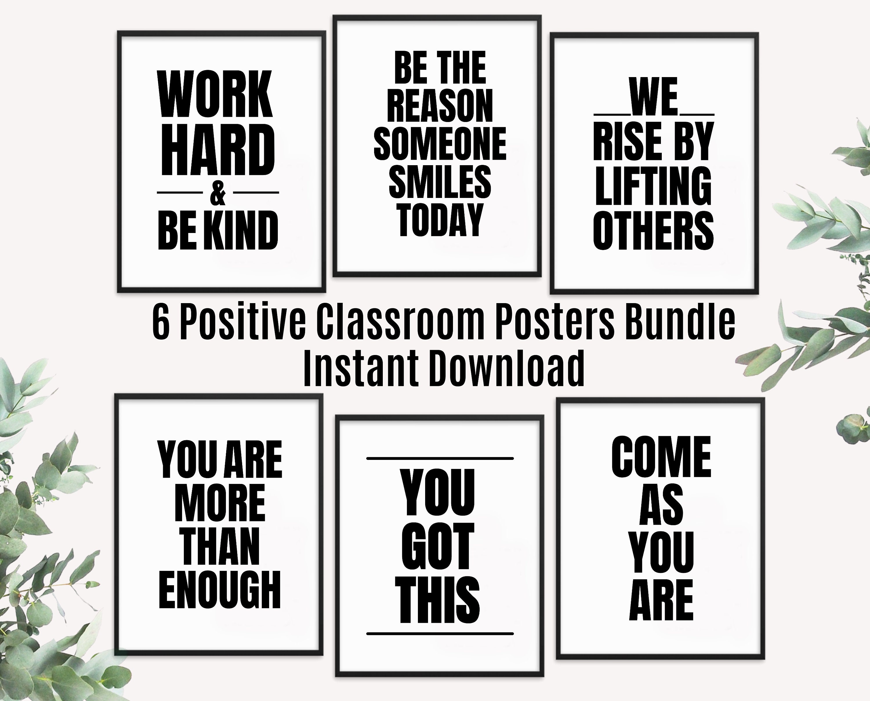 6 Positive Growth Mindset Classroom Printable Posters Bundle, Classroom ...