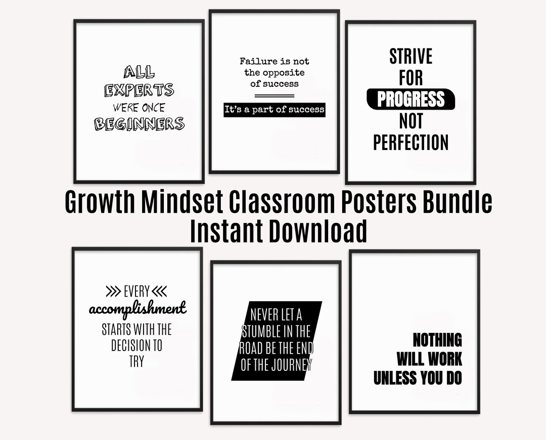 6 Growth Mindset Classroom Printable Posters Bundle 3, Classroom Decor ...