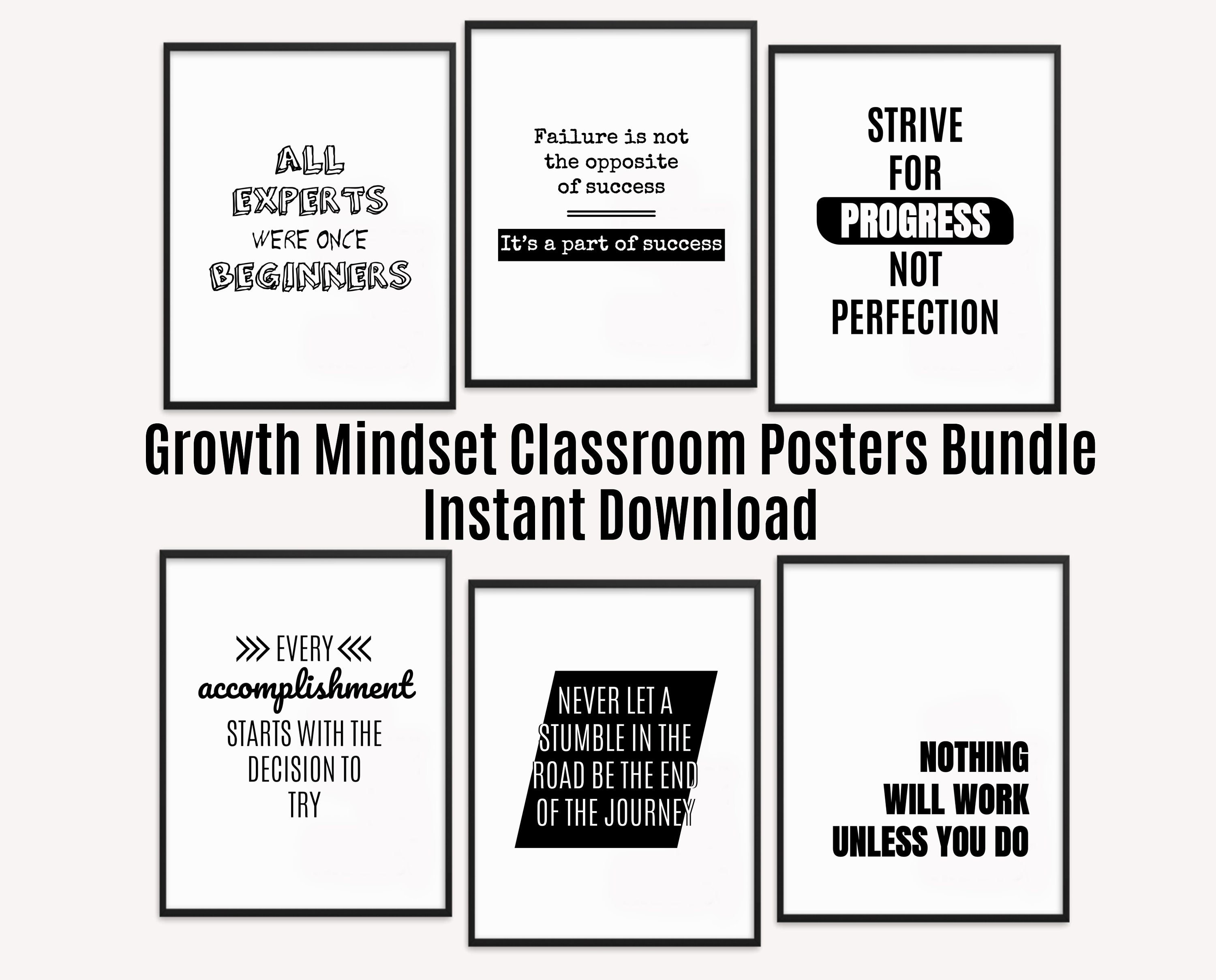 6 Growth Mindset Classroom Printable Posters Bundle 3, Classroom Decor ...
