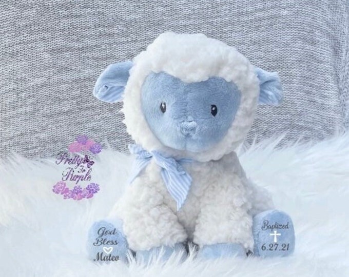 Personalized Baptism Gift, Baptism Lamb, Baptism Gift, Lamb Stuffed ...