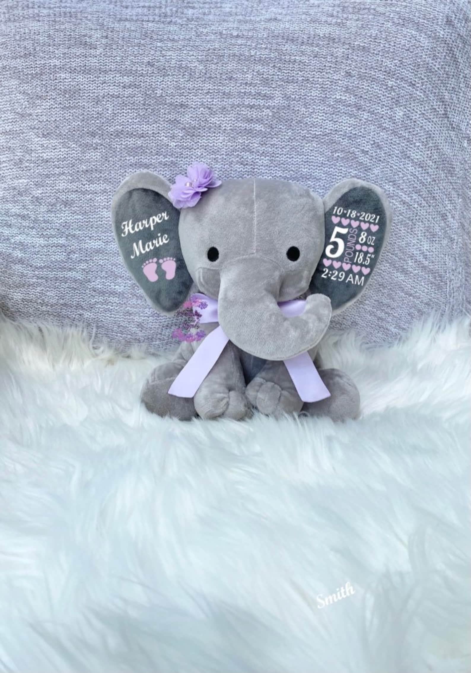 Personalized Elephant, Birth Announcement Elephant, Birth Stat Plush ...